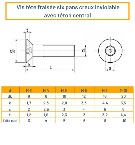 VIS INVIOLABLE TFHC + TETON M6X40 INOX A2