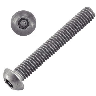 Vis Inviolable à Tête Bombée Hexagonale Creuse + Téton Inox A2 - Vis à métaux inviolables - Vis ...
